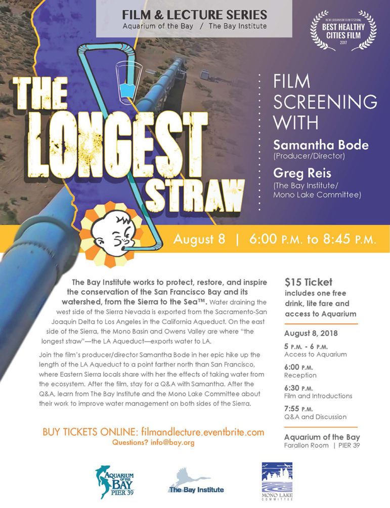 "The Longest Straw" showing at the Aquarium of the Bay