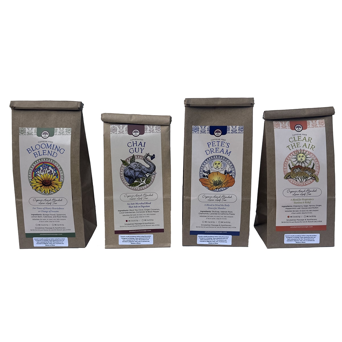 Locally hand-blended organic teas